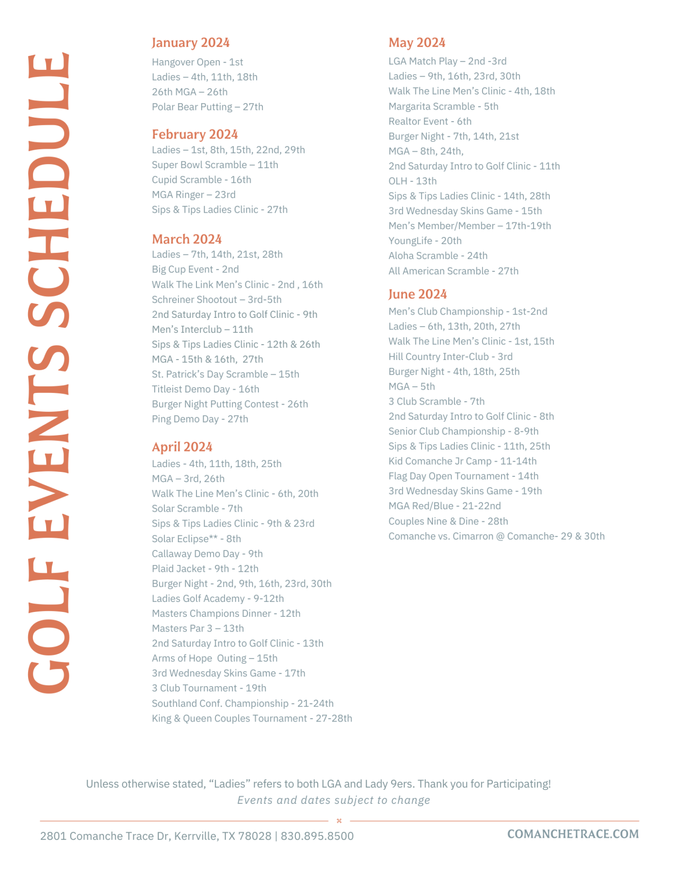 Events & Activities - Comanche Trace