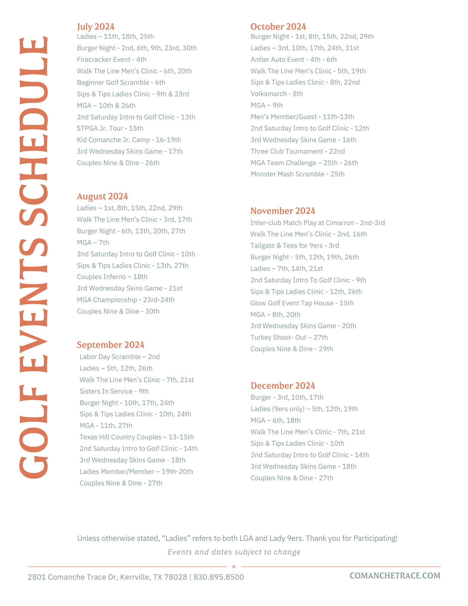 Events & Activities - Comanche Trace